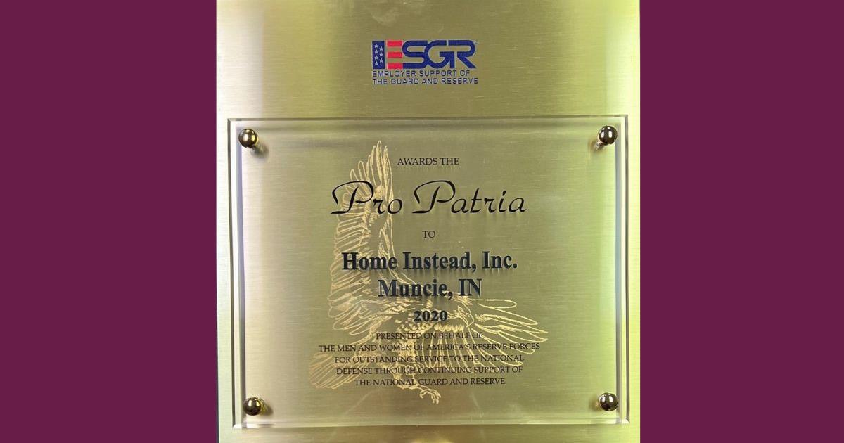 Home Instead of Muncie, IN receives ESGR Pro Patria Award